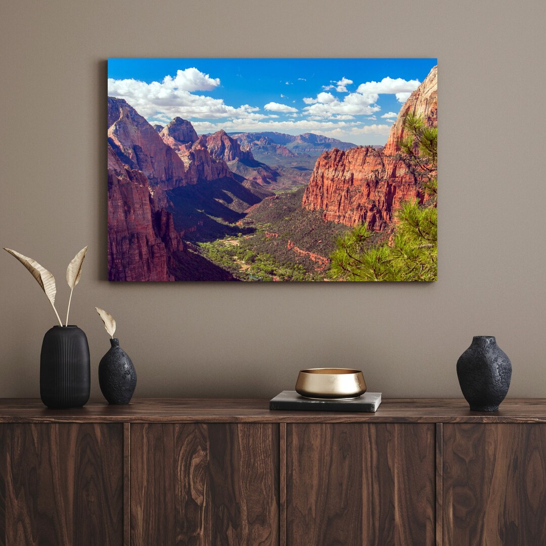 Zion National Park Observation Point Large Matte Canvas Photo Print ...