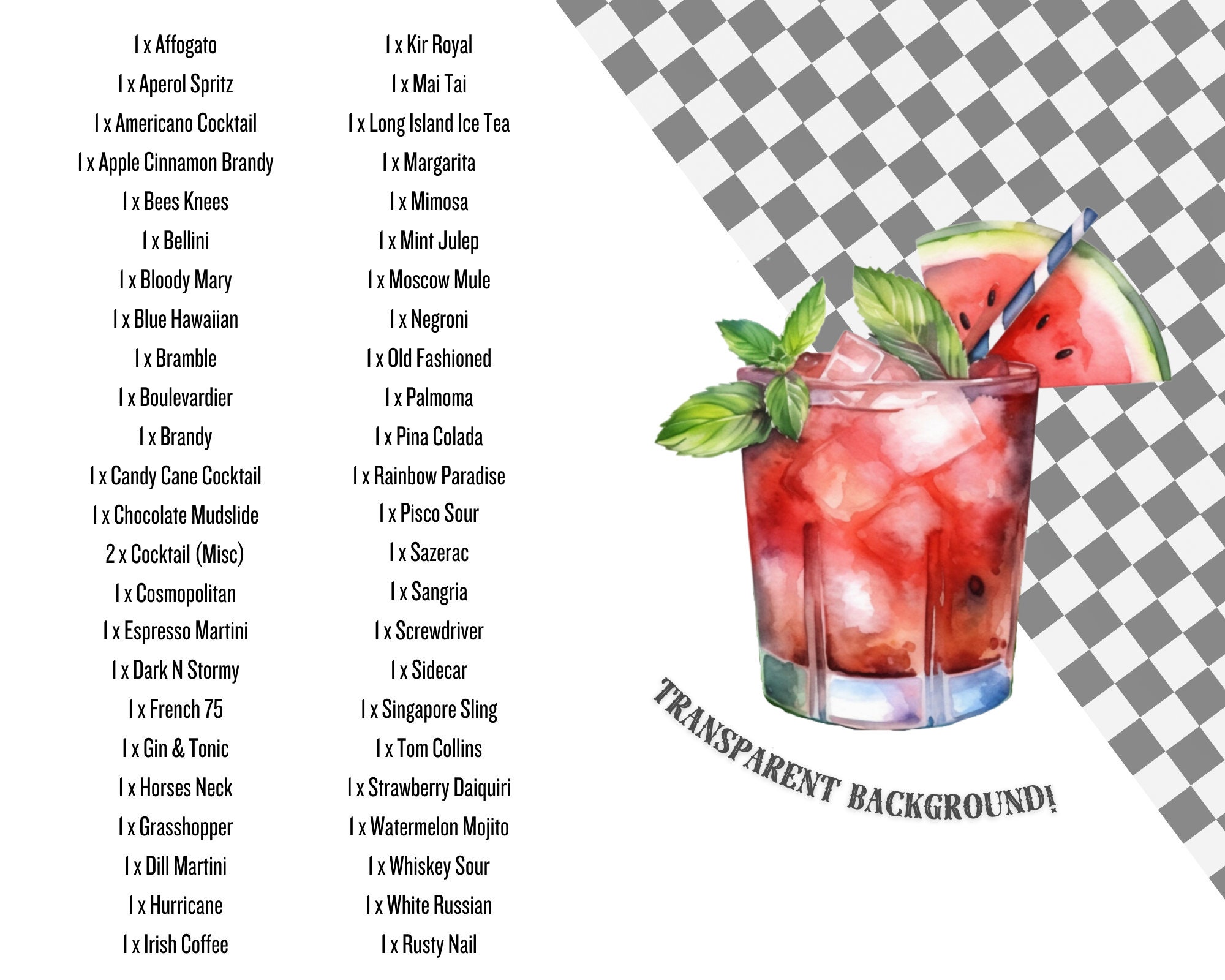 Cocktail Clip Art Pack 1 Pack Of 50 Watercolor Cocktails Clipart For Commercial Use