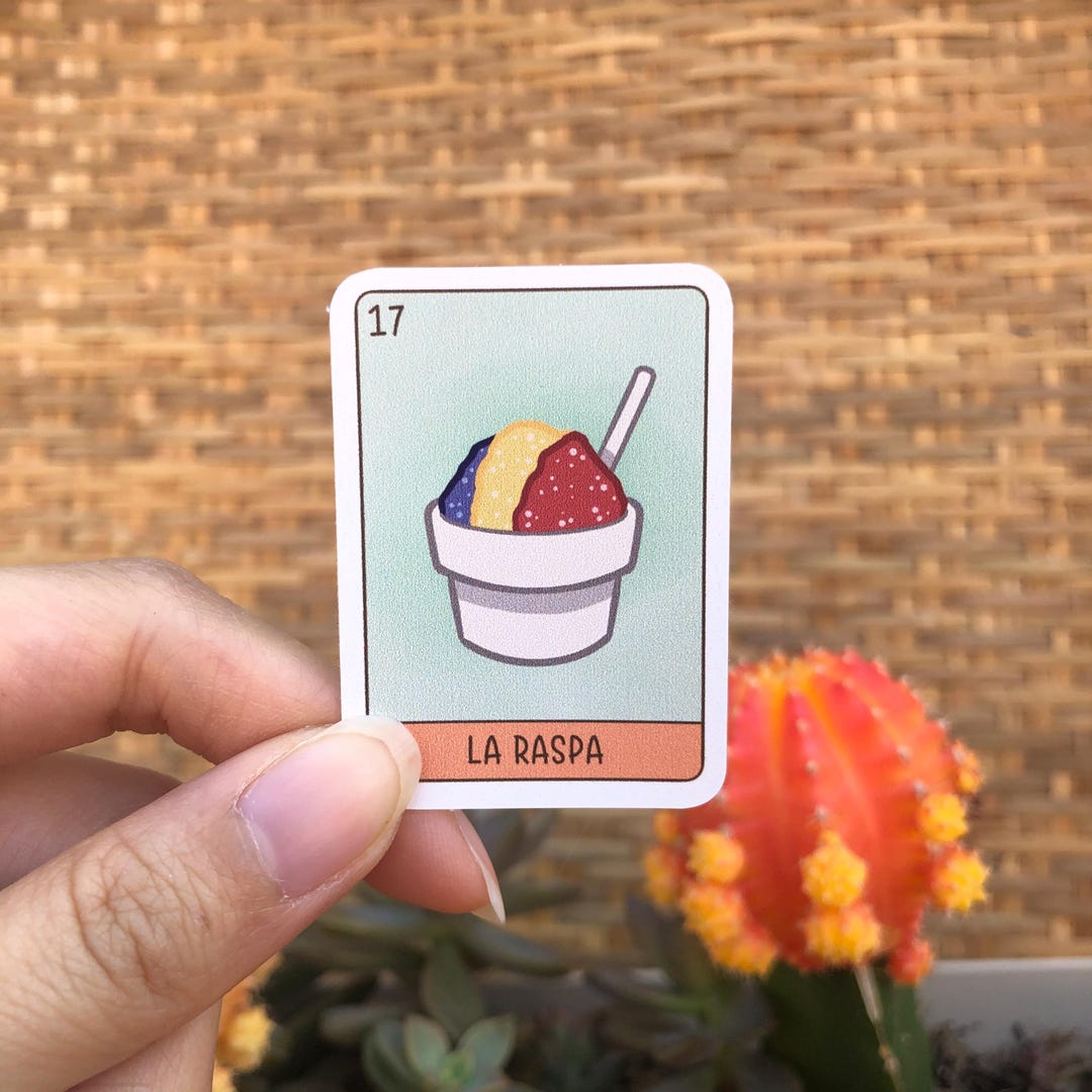 Raspa Loteria Sticker - Mexican Snack Shaved Ice Water Bottle Snow Cone ...