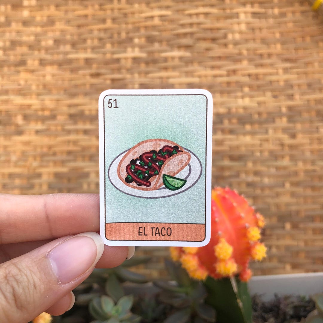 Taco Loteria Sticker - Mexican Snack, Taquito, Street Food, Water ...