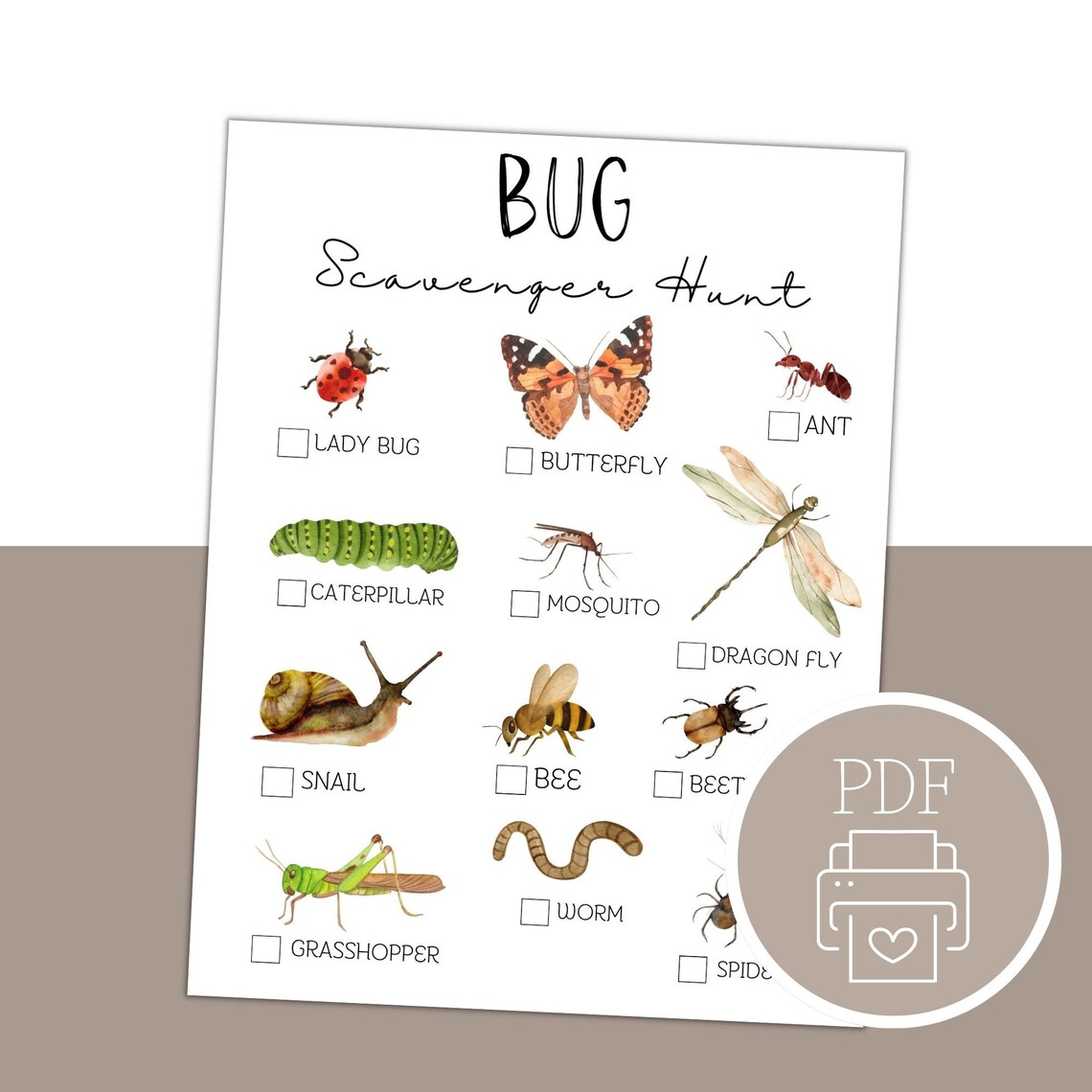 Printable Bug Scavenger Hunt Outdoor Activity for Children - Etsy