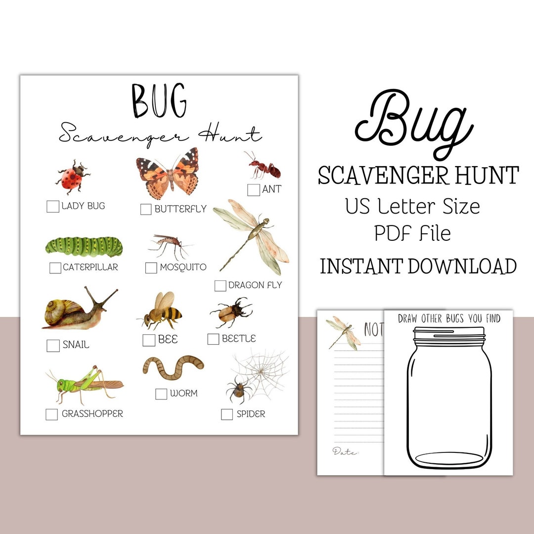 Printable Bug Scavenger Hunt Outdoor Activity for Children - Etsy