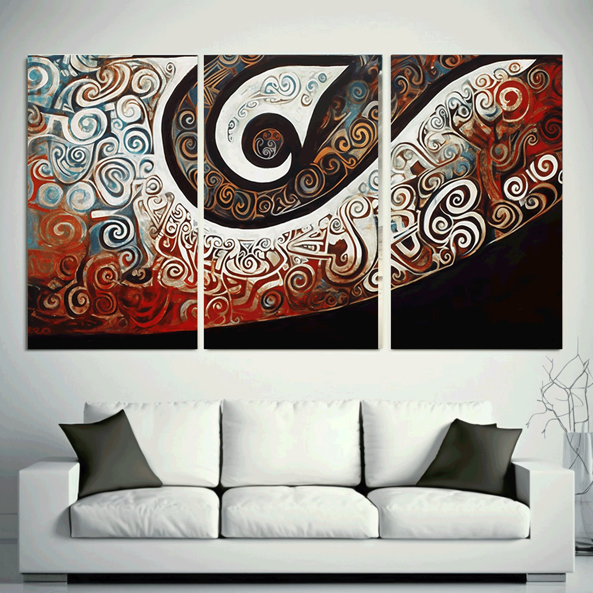 Maori Abstract Art Inspired by Buck Nin - Set of 3 Panel Wall Prints - Etsy