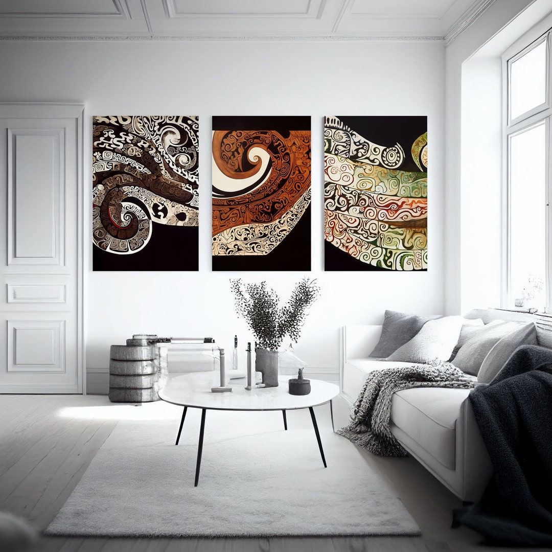 Maori Abstract Art Prints - Set of 5 Unique Designs Inspired by Buck ...