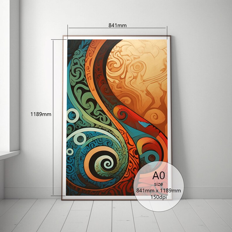 Vibrant Maori Abstract Art Trio: Three Panel Art and Two Portrait ...