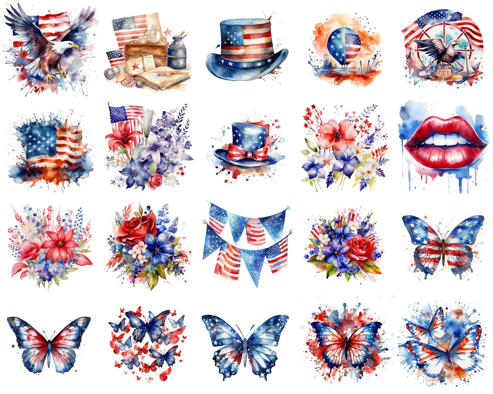 4th of July Clipart Bundle Patriotic Clipart American - Etsy