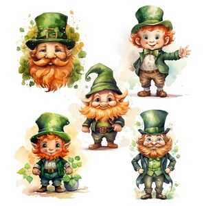 Cute Leprechaun Clipart St. Patrick's Day PNG Bundle Saint Patricks ...