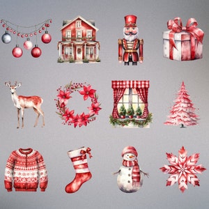 Red Christmas Clipart Bundle, Classic Christmas, Cozy Christmas Holiday ...