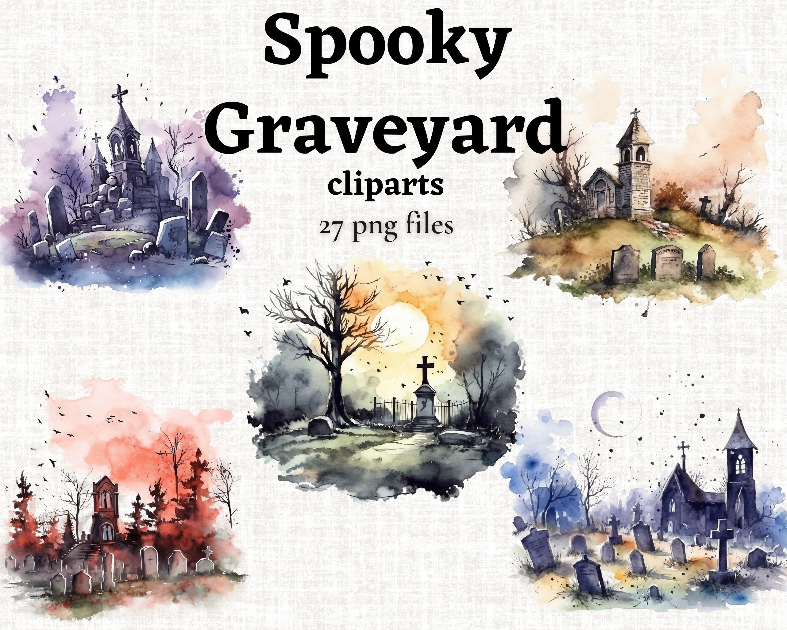 Halloween Graveyard Clipart Spooky Graveyard PNG Scary - Etsy