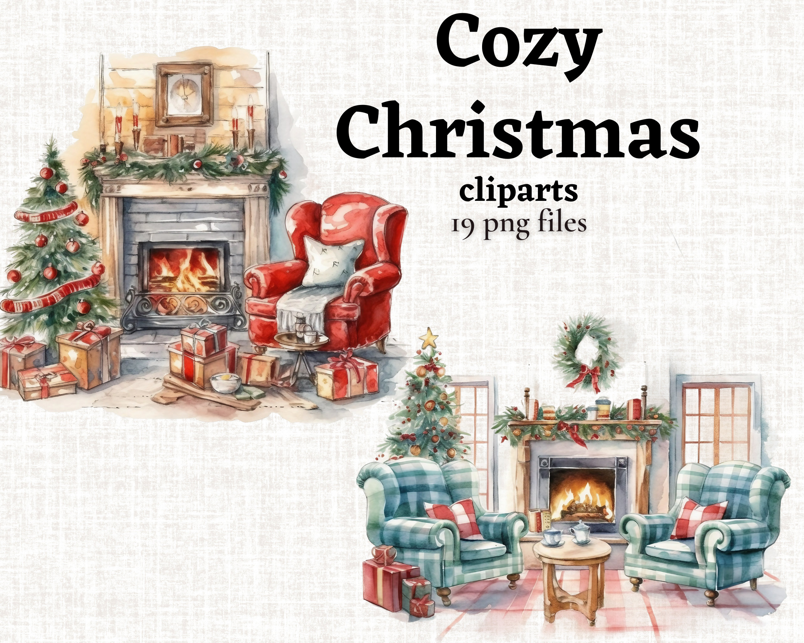 Cozy Christmas Clipart Cozy Christmas Room PNG Christmas - Etsy