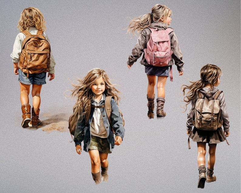 School Girl Clipart Back to School Clipart Bundle Cute Girl - Etsy