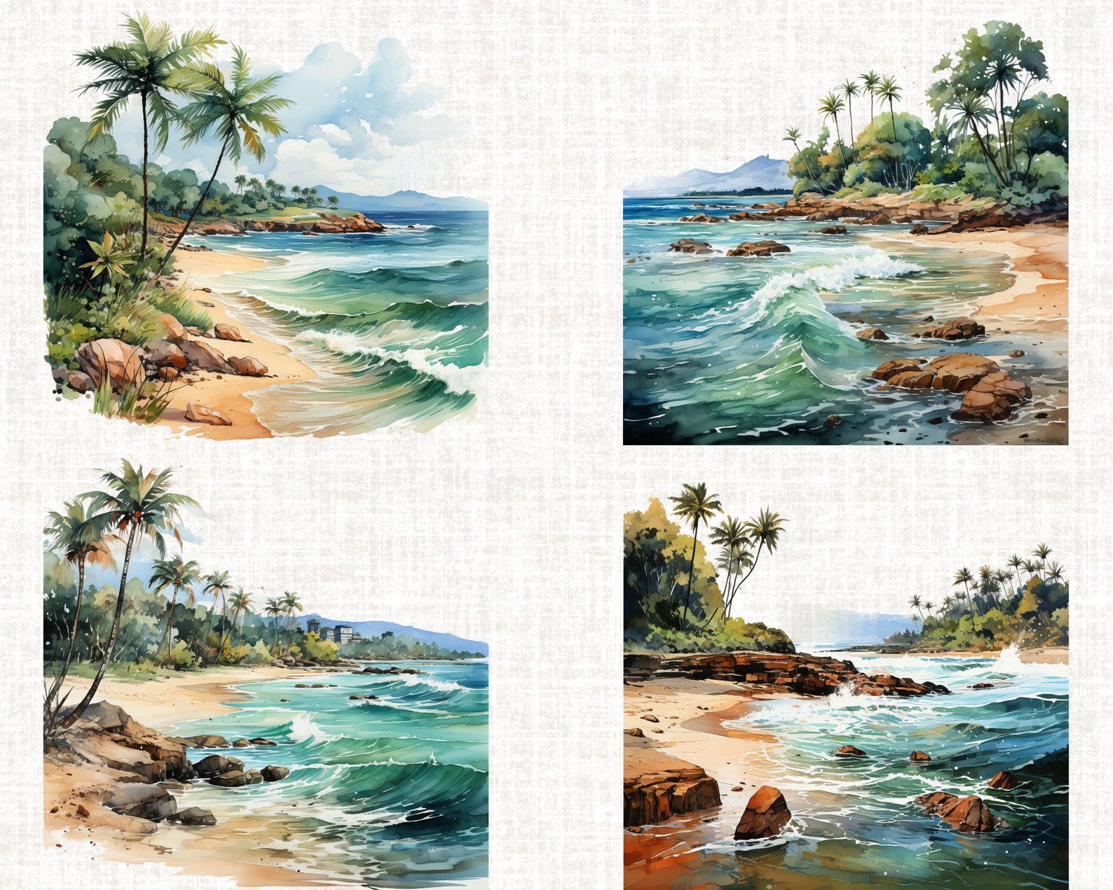 Tropical Beach Clipart Watercolor Beach Clipart Bundle - Etsy