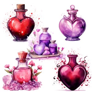Love Potion Clipart Bundle Watercolor Valentines Day Clipart Valentine ...