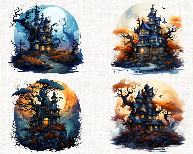 Haunted House Clipart Bundle Halloween House PNG Spooky - Etsy