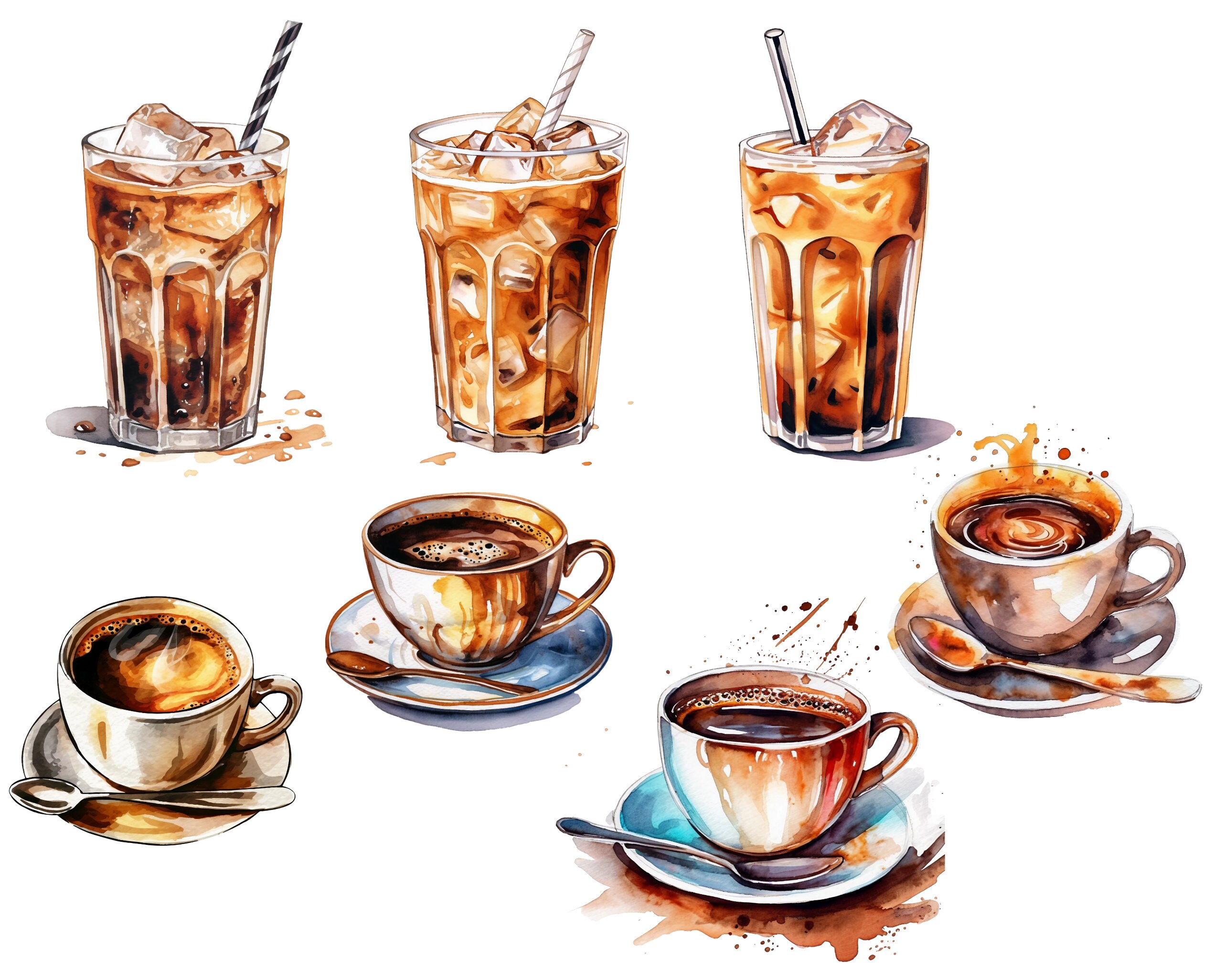 Watercolor Coffee Clipart Coffee Clipart Coffee Lover - Etsy
