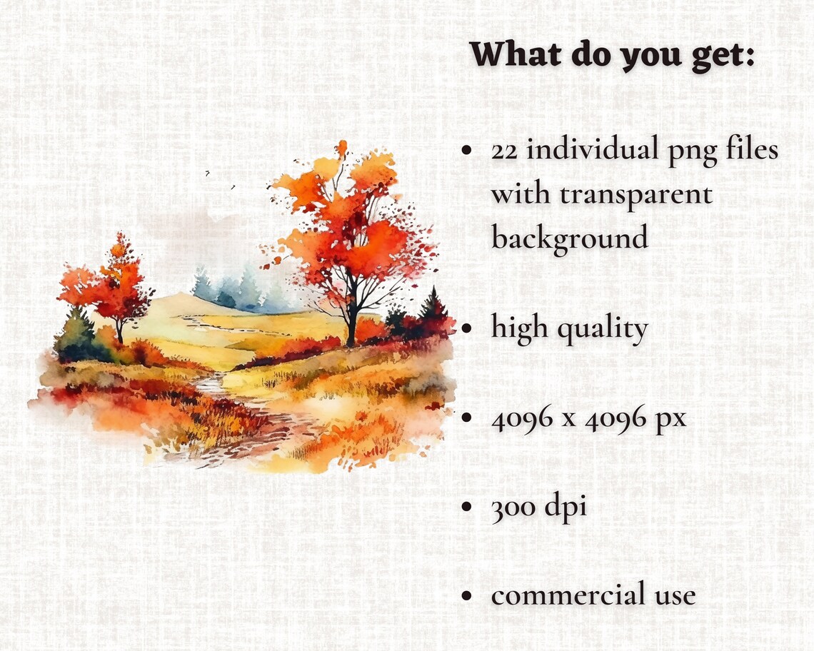 Autumn Landscape Clipart Fall Scenery Clipart Bundle - Etsy