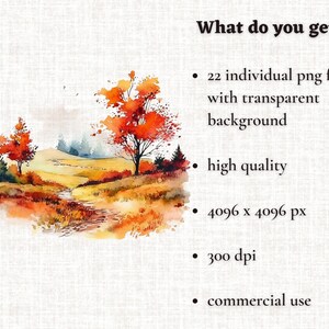 Autumn Landscape Clipart, Fall Scenery Clipart Bundle, Watercolor ...