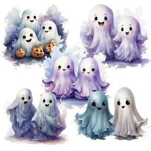 Cute Ghost Clipart, Watercolor Halloween Ghost, Spooky Collage Images ...