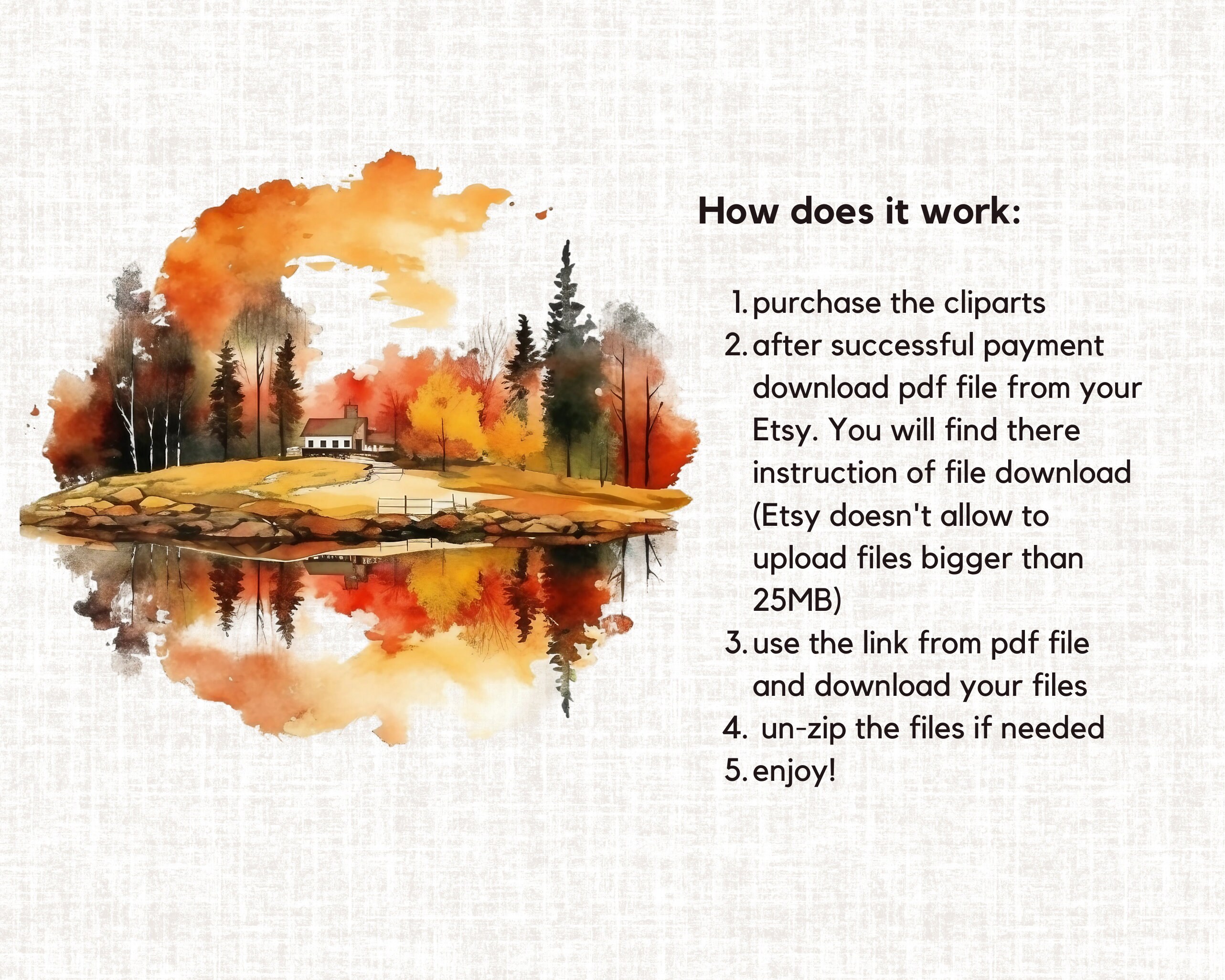 Autumn Landscape Clipart Fall Scenery Clipart Bundle - Etsy