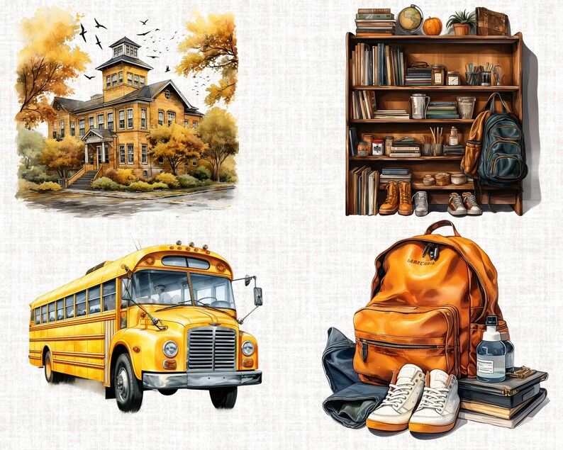 Back to School Clipart School Clipart Set Back to School - Etsy