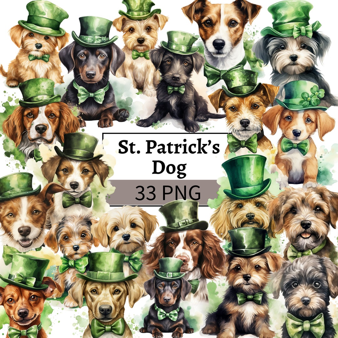 St. Patricks Dog Clipart St. Patrick's Day PNG Bundle Saint Patricks ...