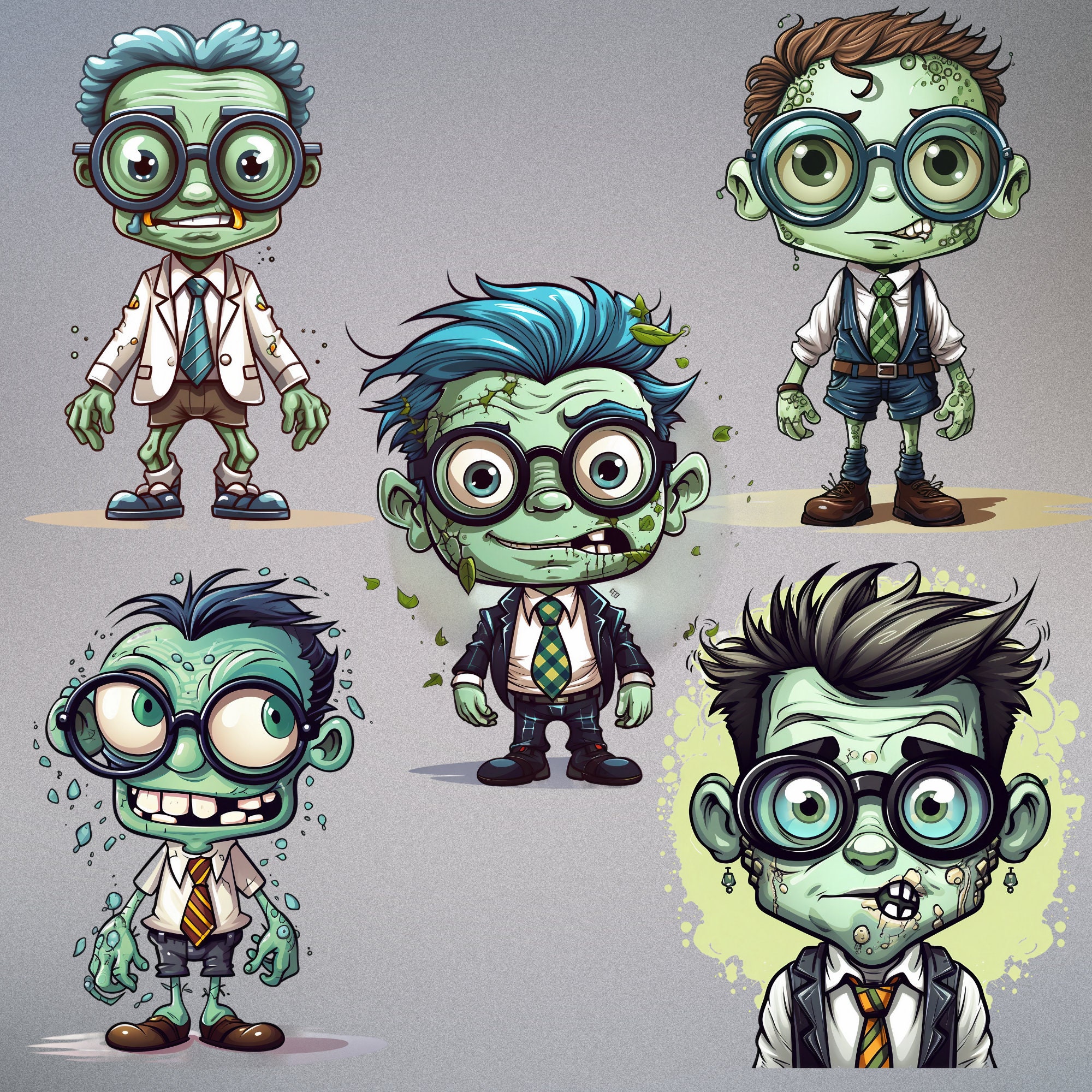Nerdy Zombie Clipart Cute Zombie Clipart Halloween Zombie - Etsy