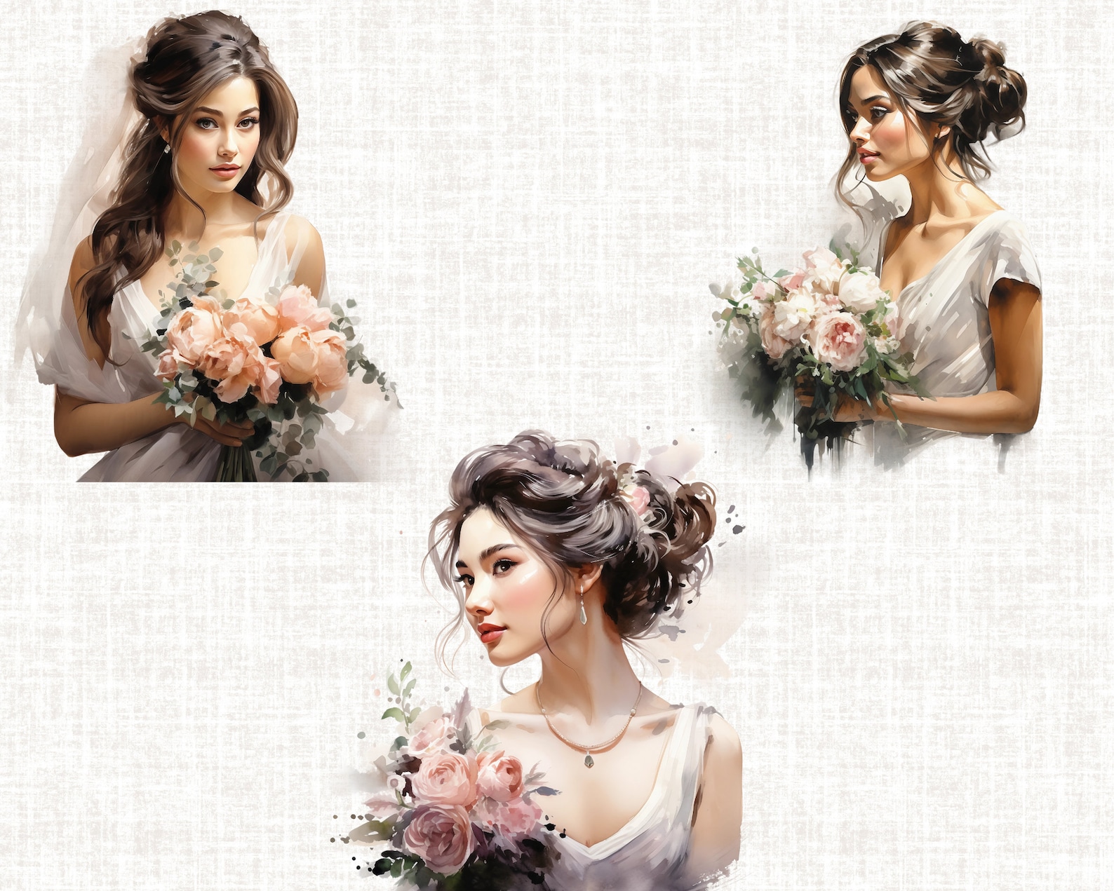 Wedding Clipart Bundle Bride Clipart Set Watercolor Bride - Etsy