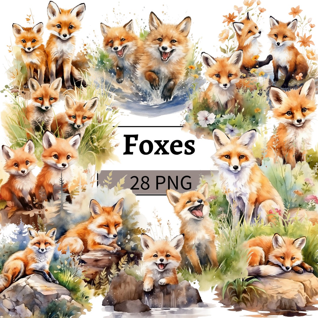 Watercolor Foxes Clipart Bundle Woodland Animals Graphics Forest Animal ...
