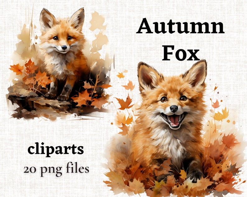 Autumn Fox Clipart Cute Fox Images Watercolor Fox PNG - Etsy