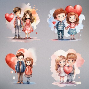 Valentine Kids Clipart Bundle Cute Children Love Graphics Be My ...