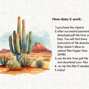 Cactus Clipart Bundle, Watercolor Cactus PNG, Cactus in the Desert PNG ...