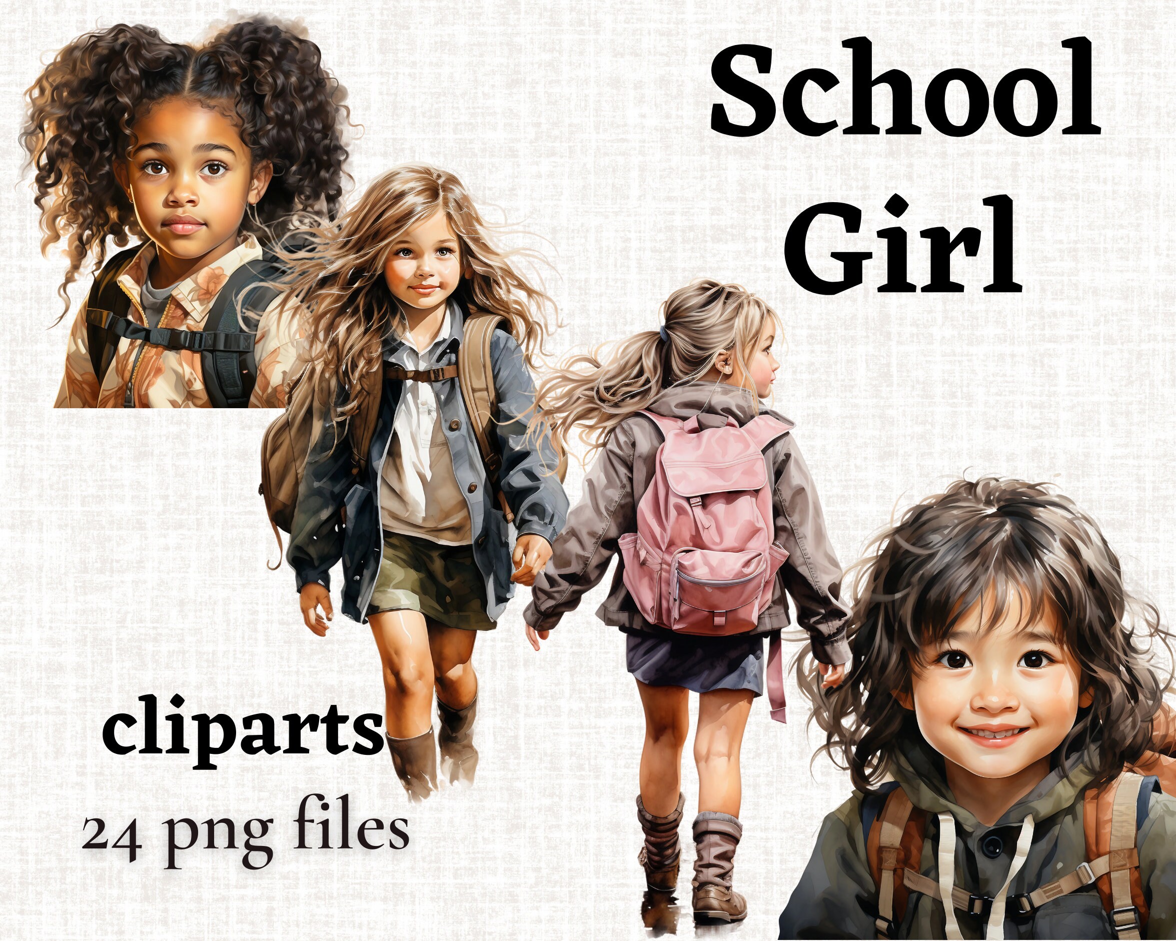 School Girl Clipart Back to School Clipart Bundle Cute Girl - Etsy UK