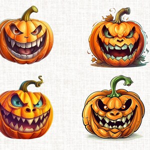 Halloween Pumpkin Clipart, Jack-o Lantern Clipart Bundle, Spooky ...