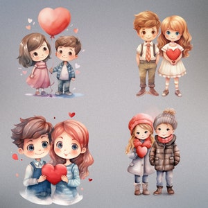 Valentine Kids Clipart Bundle Cute Children Love Graphics Be My ...