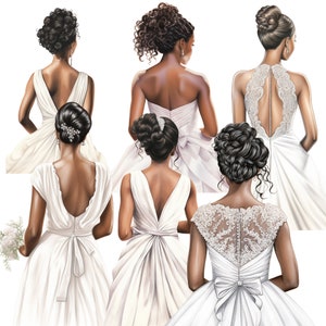 Black Bride Clipart, African American Bride, Wedding Clipart, Wedding ...