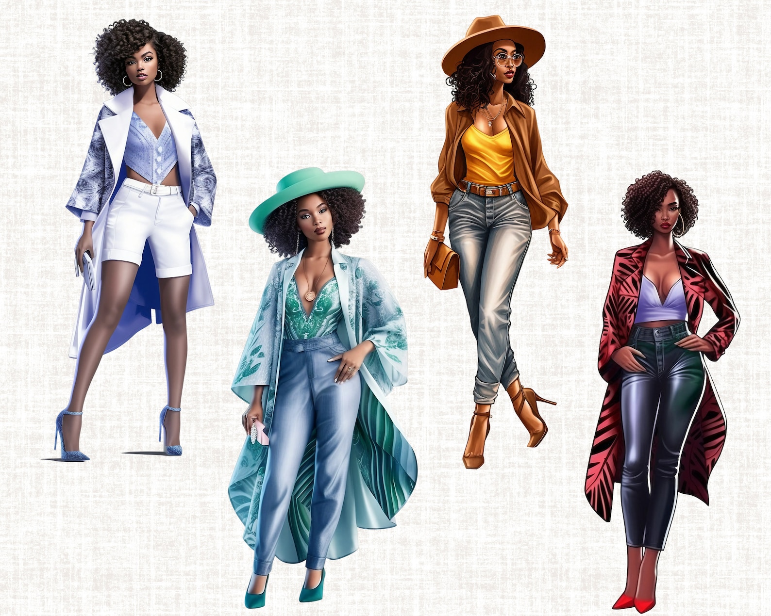 Black Beauty Clipart, African American Girl Clipart, Fashion Black Girl ...