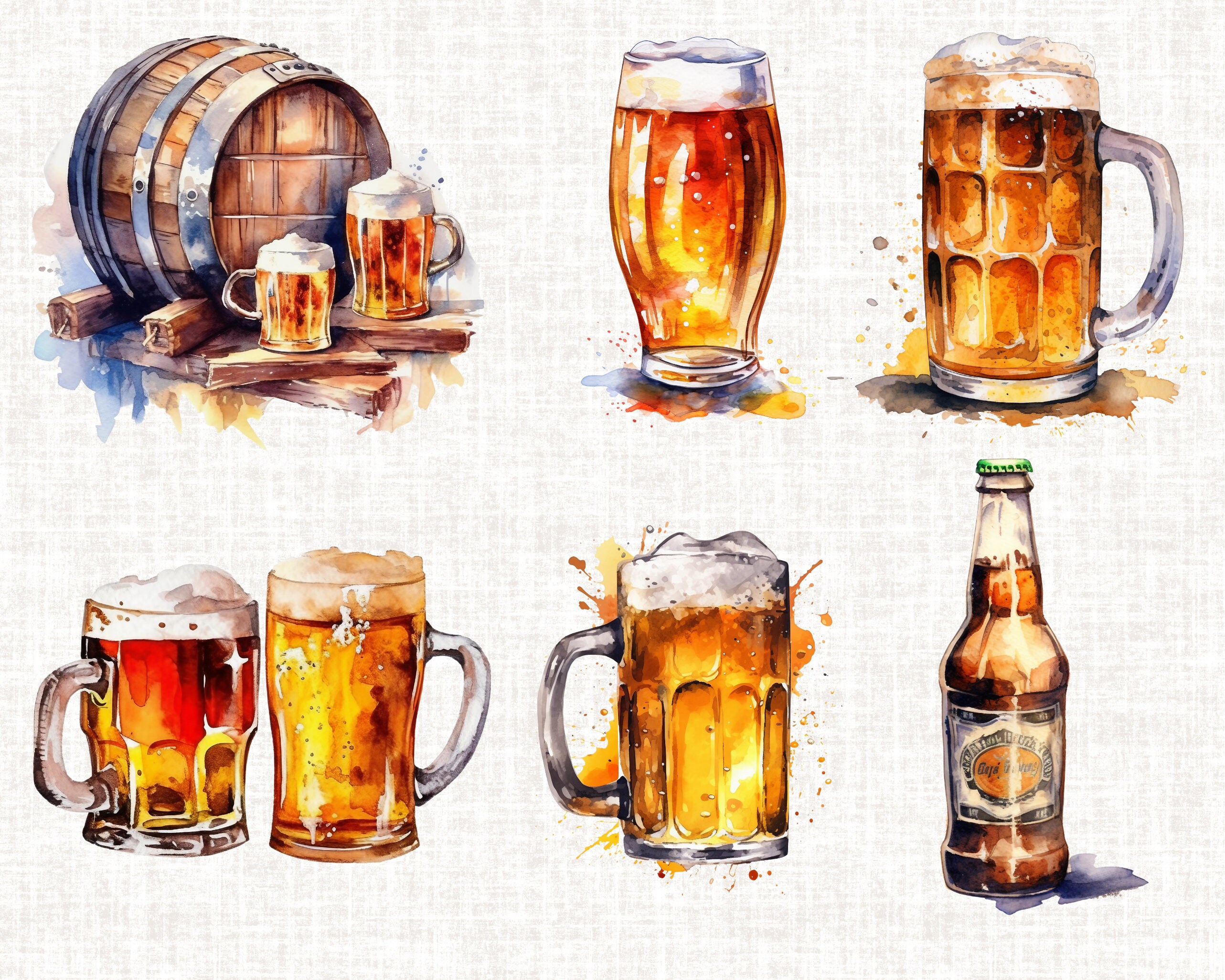 Watercolor Beer Clipart Cold Beer PNG Brewery Images Pint - Etsy