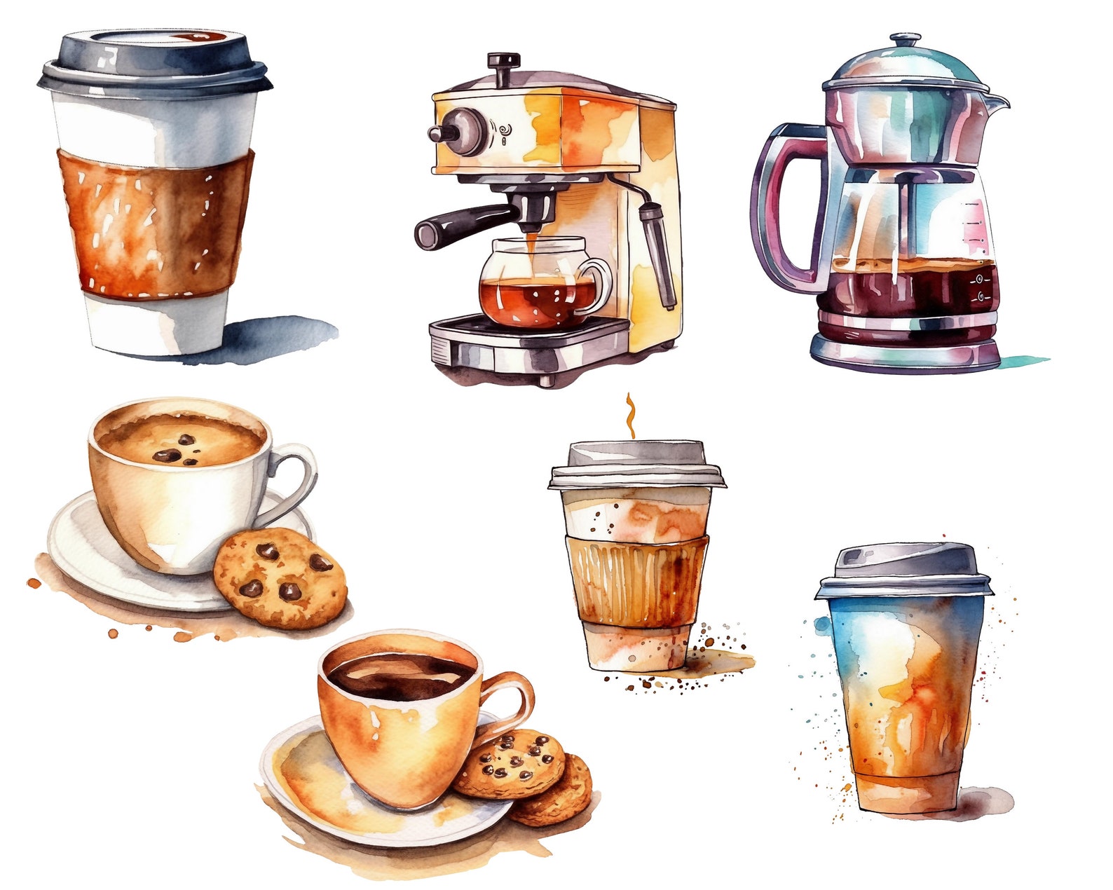 Watercolor Coffee Clipart Coffee Clipart Coffee Lover - Etsy