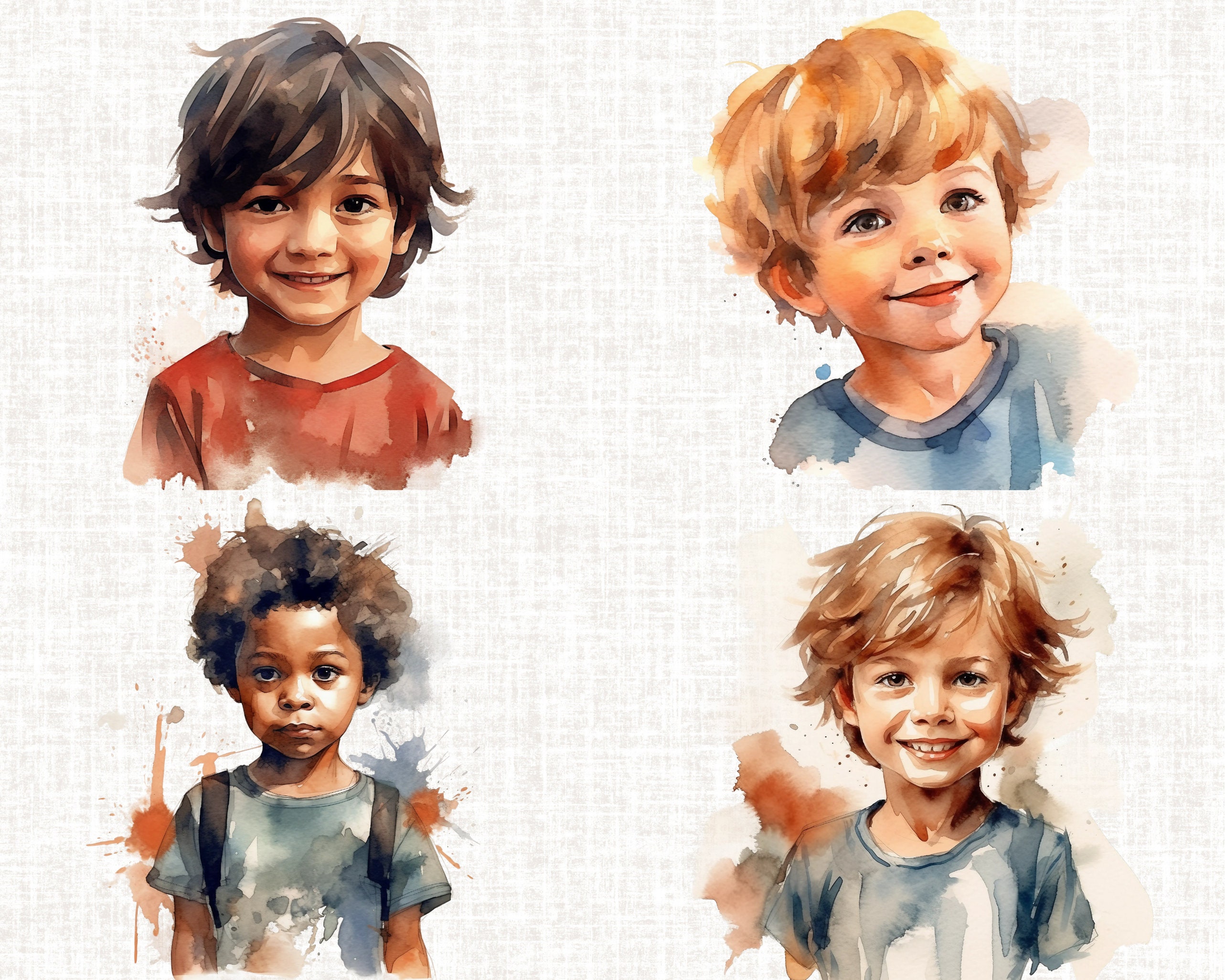 Cute Boy Clipart Watercolor Boys PNG Cute Kids Clipart Boy - Etsy