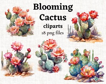 Cactus Watercolor Clipart Bundle Desert Cacti Png Instant Download ...
