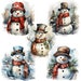 Christmas Snowman Clipart Vintage Christmas PNG Watercolor - Etsy