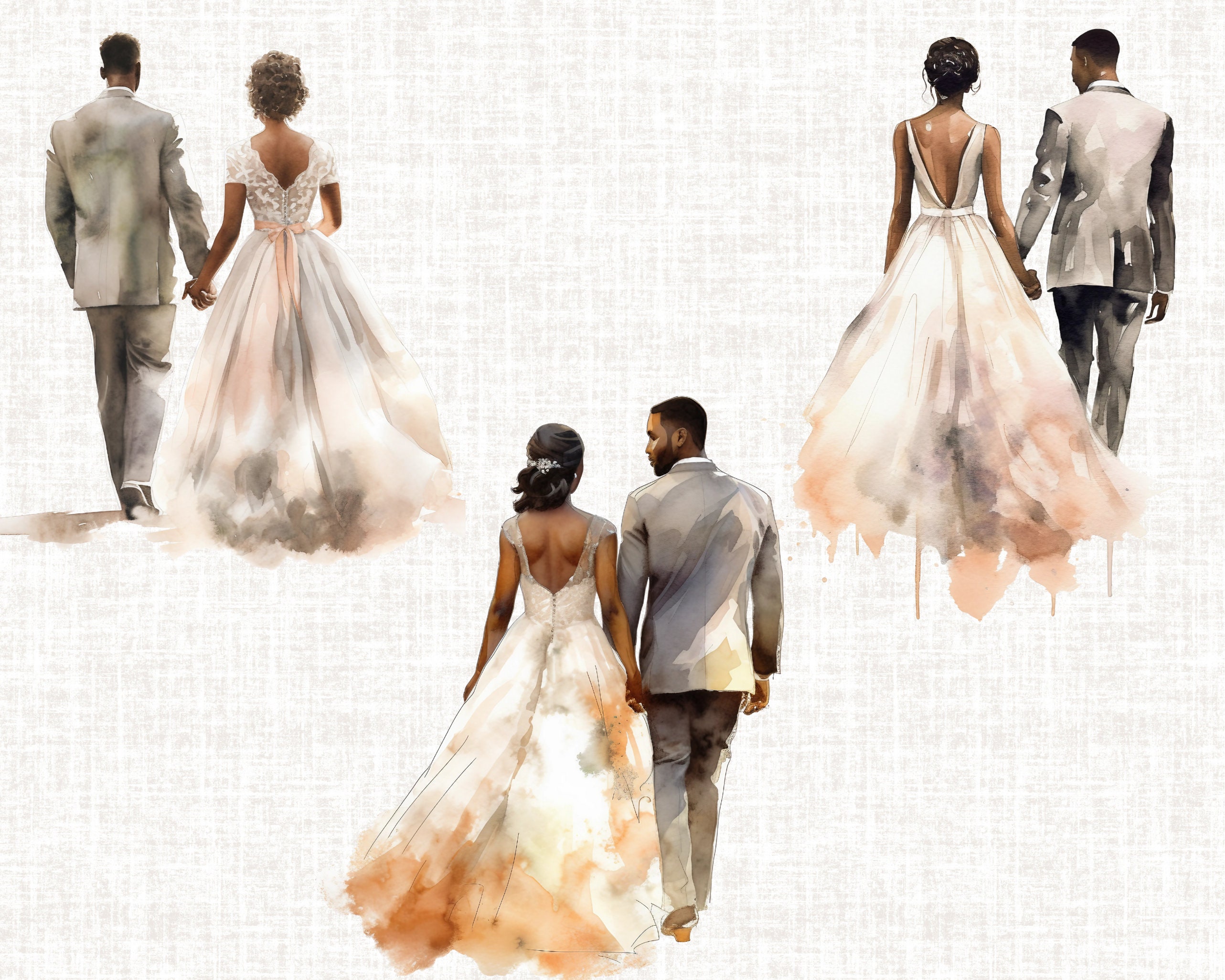Wedding Clipart, Bride and Groom Clipart, African American Bride and ...