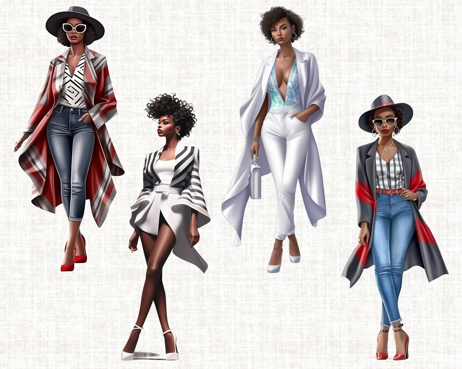 Black Beauty Clipart, African American Girl Clipart, Fashion Black Girl ...