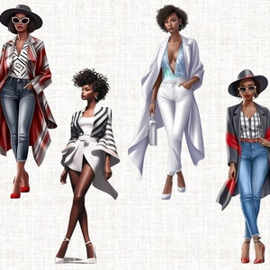 Black Beauty Clipart, African American Girl Clipart, Fashion Black Girl ...