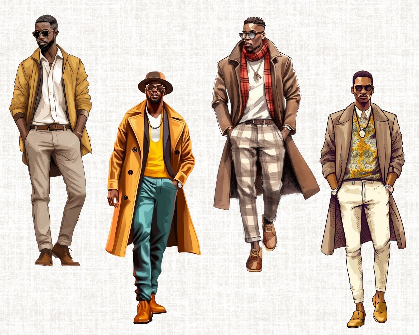 Handsome Men Clipart Fashion Men Clipart African American - Etsy