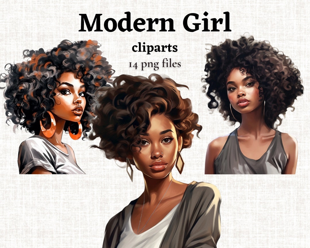 Black Girl Clipart, Modern Girl Clipart, African American Girl PNG ...