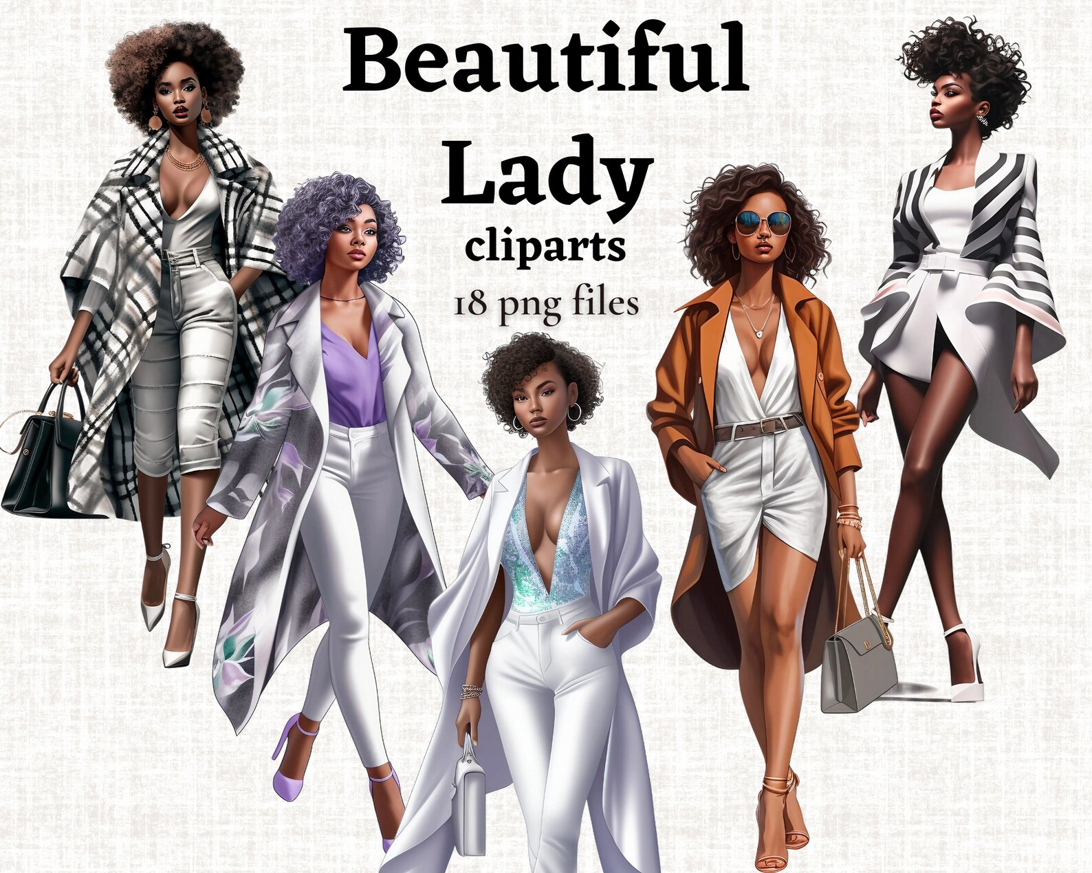 Black Beauty Clipart, African American Girl Clipart, Fashion Black Girl ...