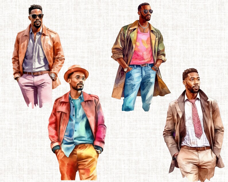 Handsome Men Clipart Fashion Men Clipart African American - Etsy
