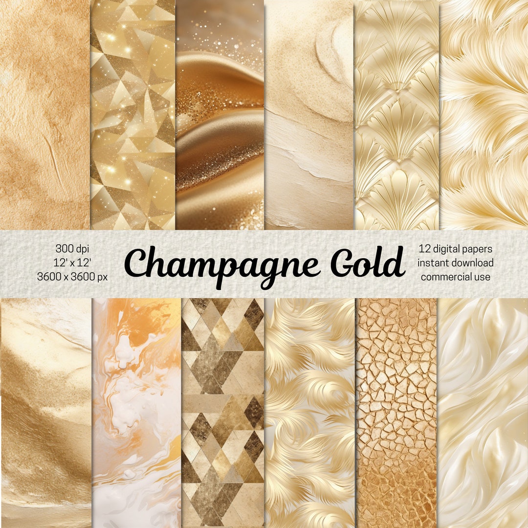 Luxury Champagne Gold Digital Paper Bundle, Seamless Pattern Gold ...