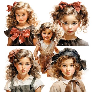 Retro Little Girl Clipart Bundle, 1950s Girl Clipart, 1950's Little ...